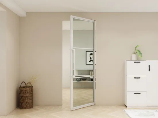 Steel Frame Glass Swing Door Without Frame and Hinges Pivot Door from ...
